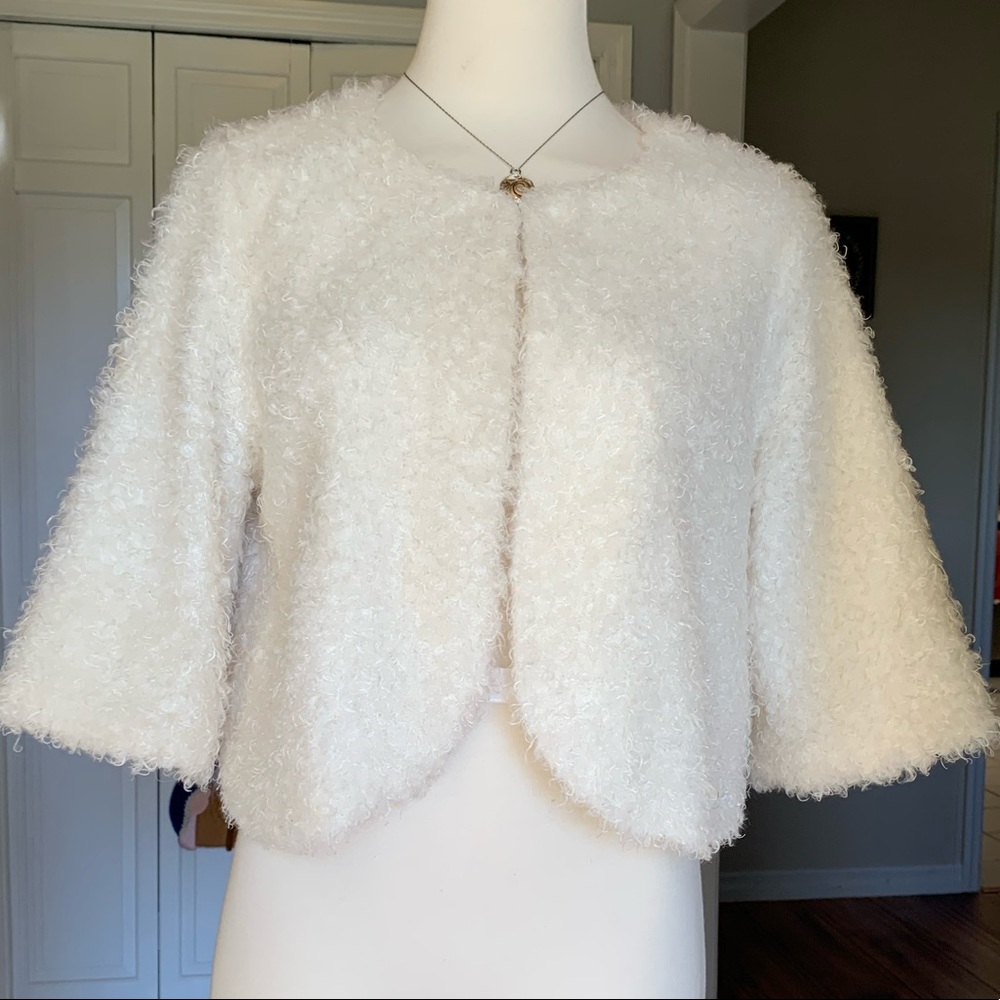 Faux Fur Mini Jacket- Pearl White- Bride - Gem